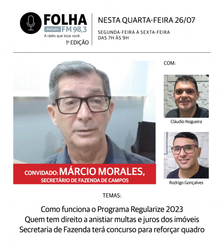 Regularize 2023 na pauta do Folha no Ar desta quarta Folha1 - Caminhos