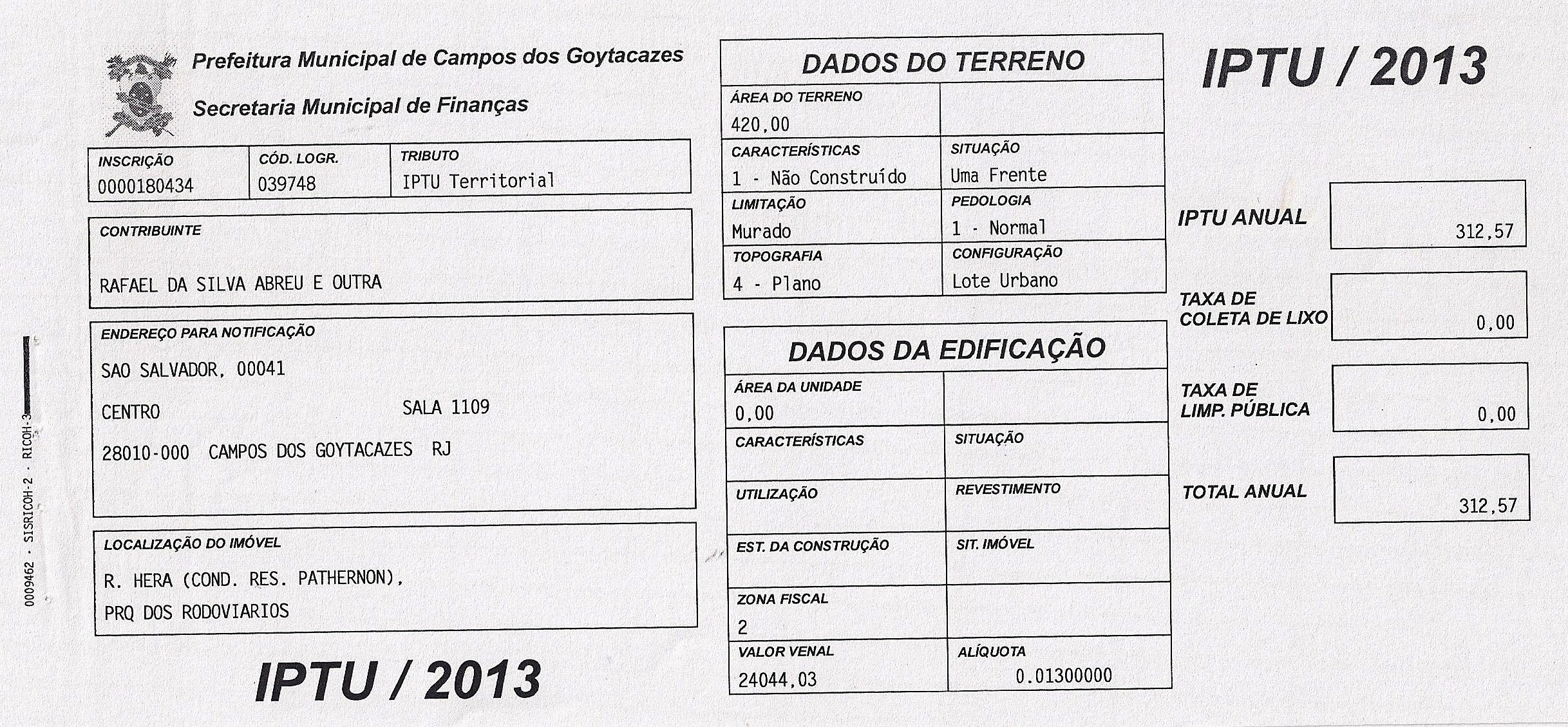 Caso “cuidado com a 2ª via do IPTU”: a verdade em documentos Folha1 ...